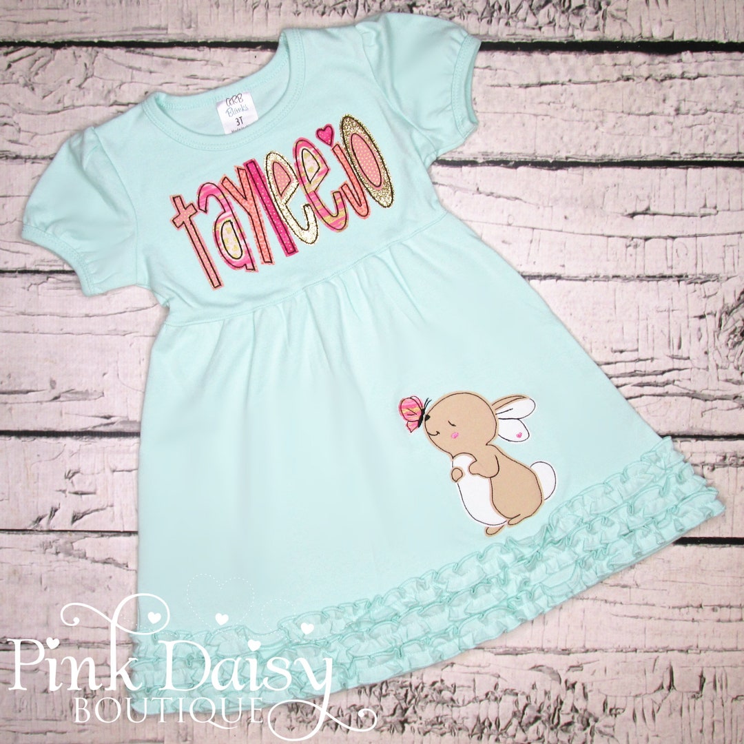 Easter Dress Toddler Girls Embroidered Dress Mint Dress Pink Coral Gold ...