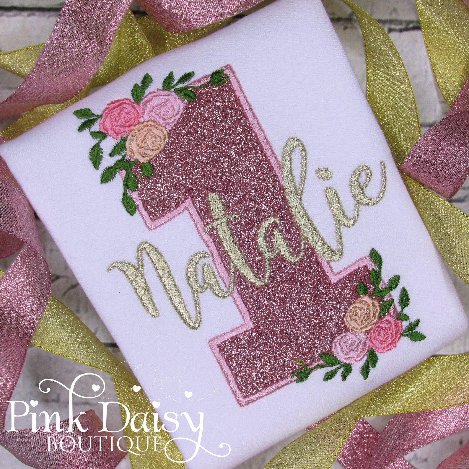 Rose Gold Birthday Shirt Rose Gold Glitter Floral Flower - Etsy