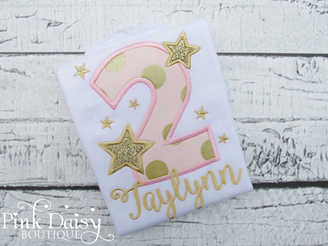 Pink Gold Star Birthday Shirt - Girls Twinkle, Twinkle Little Star ...