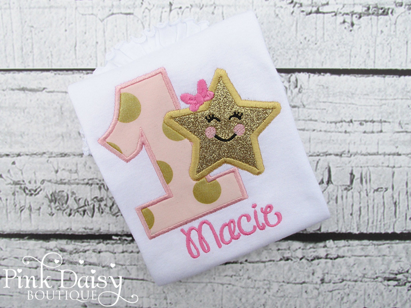 Star Birthday Shirt Girl Pink and Gold Twinkle Little Star | Etsy