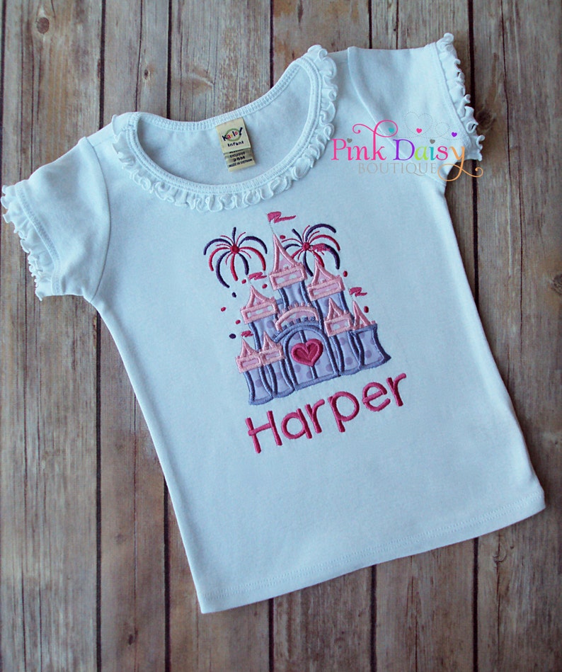 Princess Castle Applique Shirt Cinderella Castle Pink and | Etsy