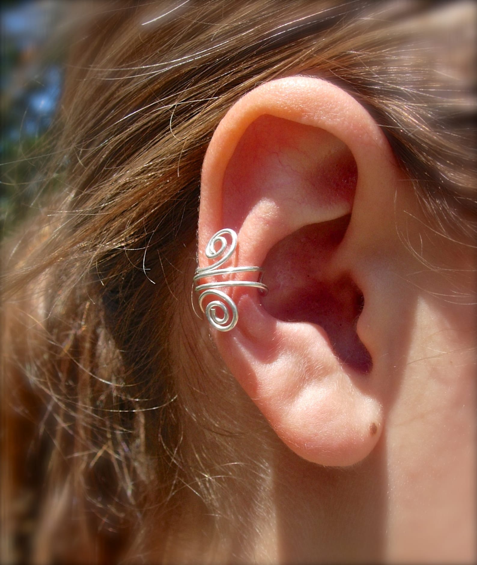 EAR CUFF Solid Sterling Silver Ear Cuffs With Double Swirls - Etsy