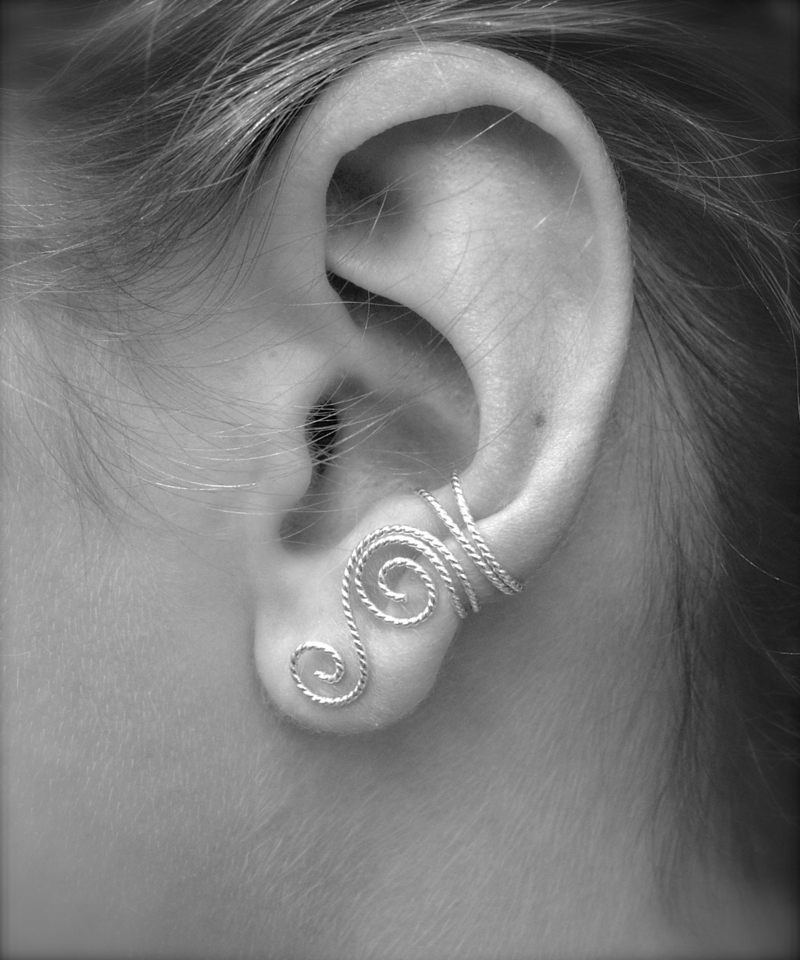 Sterling Silver Twisted Wire Ear Cuff Left or Right Ear - Etsy