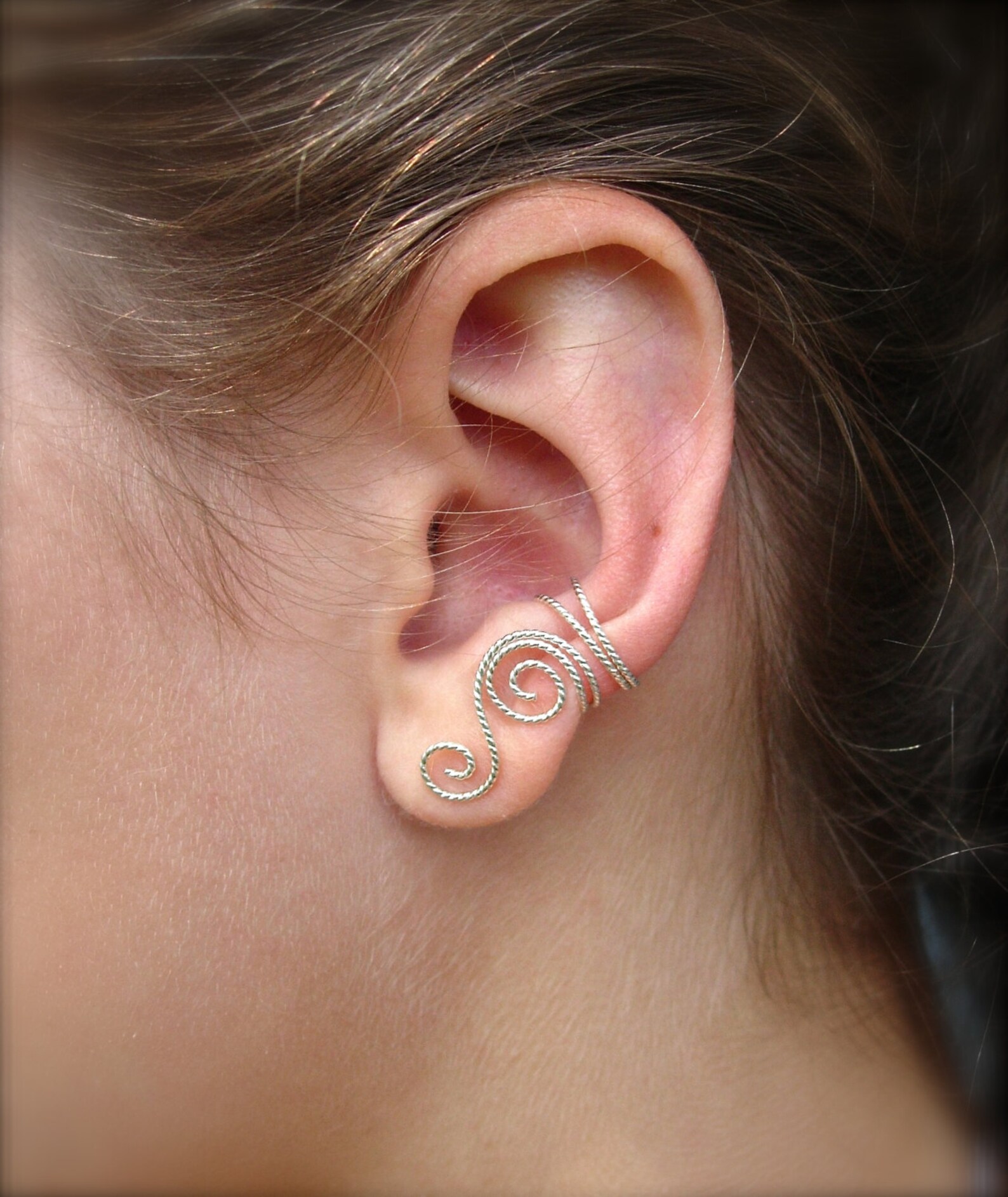 Sterling Silver Twisted Wire Ear Cuff Left or Right Ear - Etsy