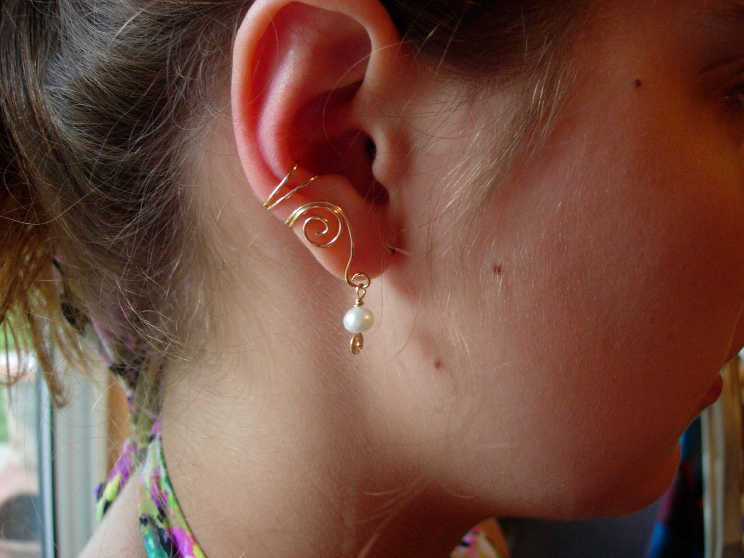 EAR CUFFS Pair of 14K Gold Filled Ear Cuffs With Genuine Fresh - Etsy