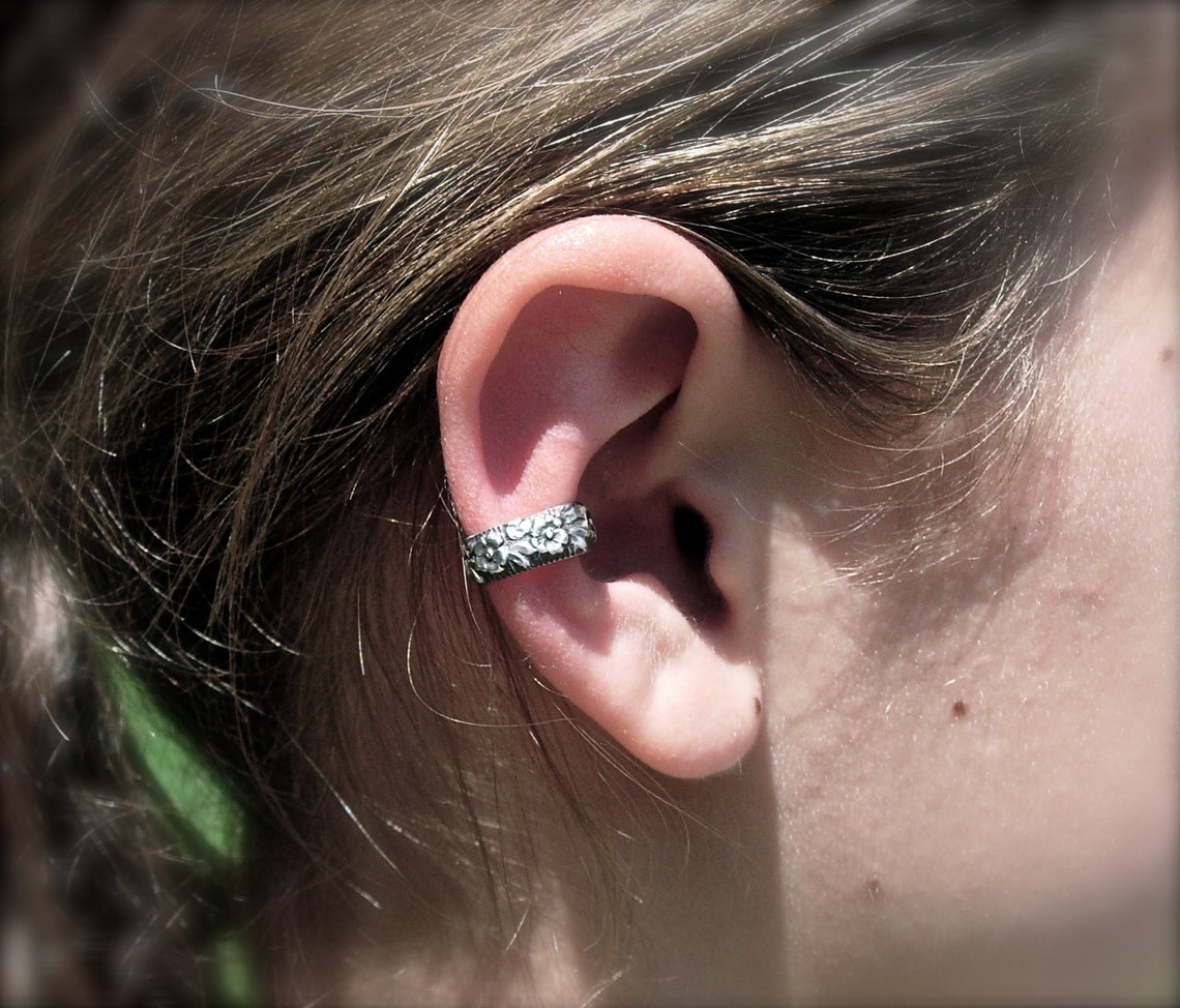 EAR CUFF Solid Sterling Silver Ear Cuffs with Beautiful Flower | Etsy