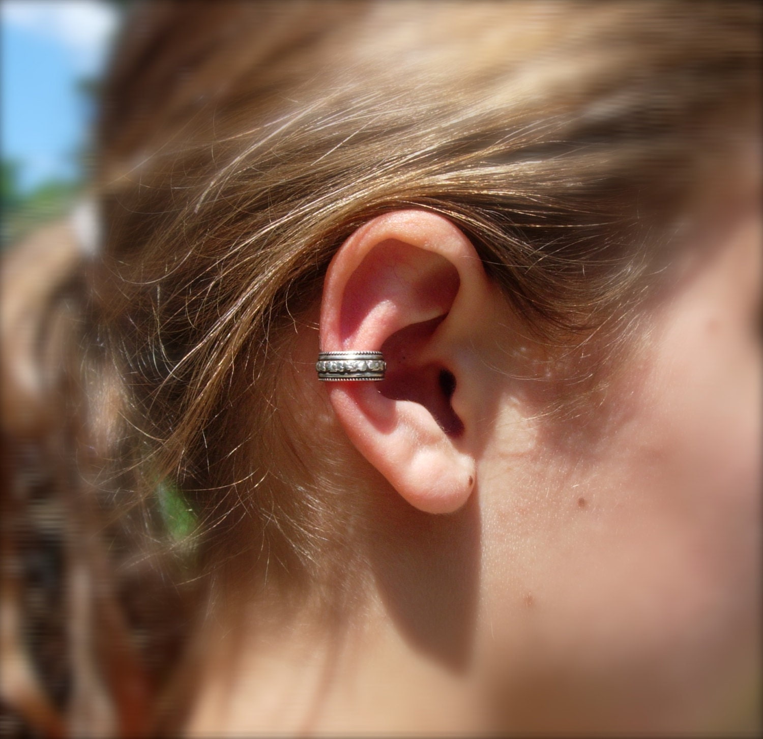 EAR CUFF Solid Sterling Silver Ear Cuffs With Beautiful Beaded | Etsy