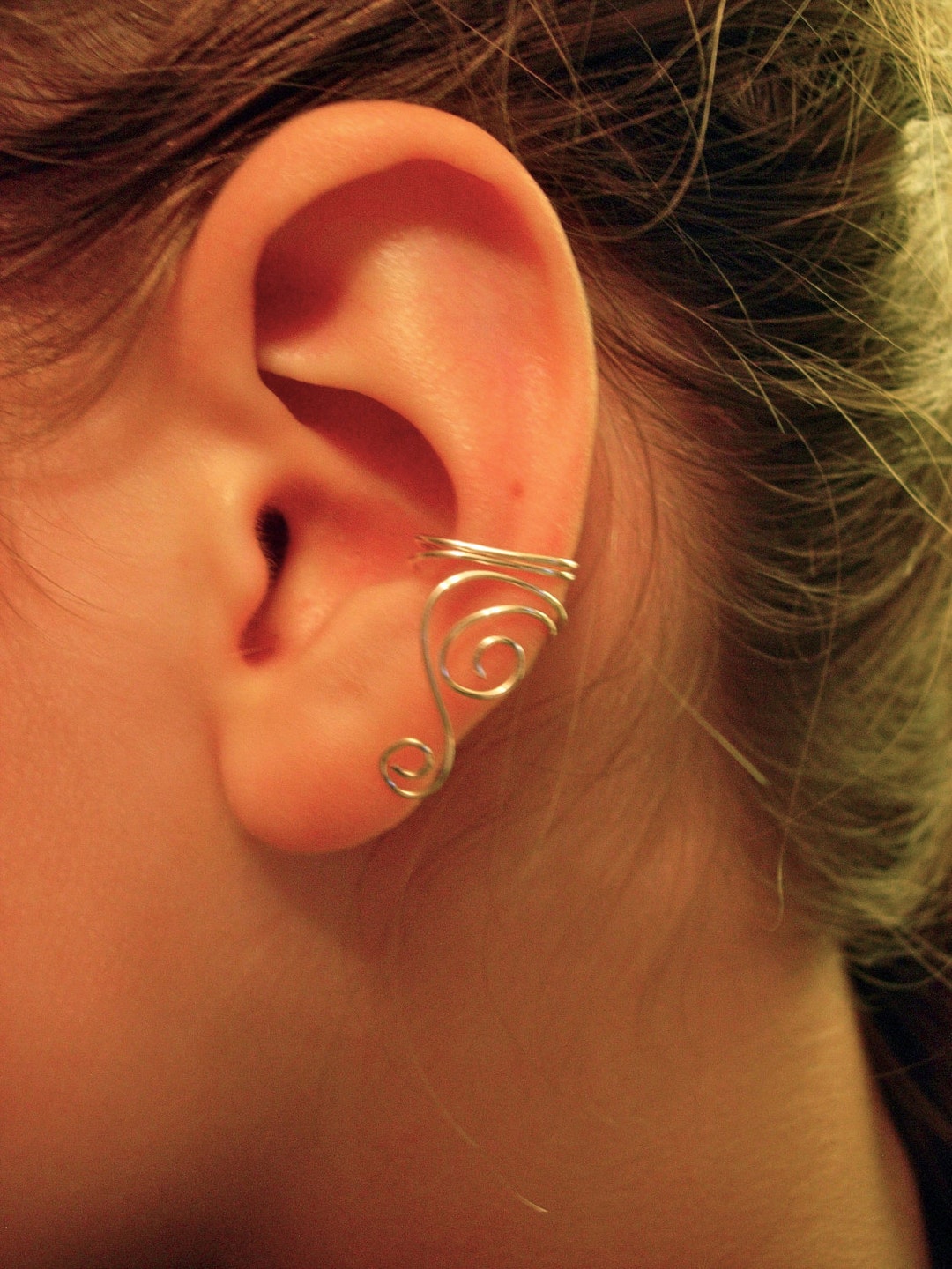Ear Cuff, Single Sterling Silver OR Silver Plated Ear Cuff With Swirls ...