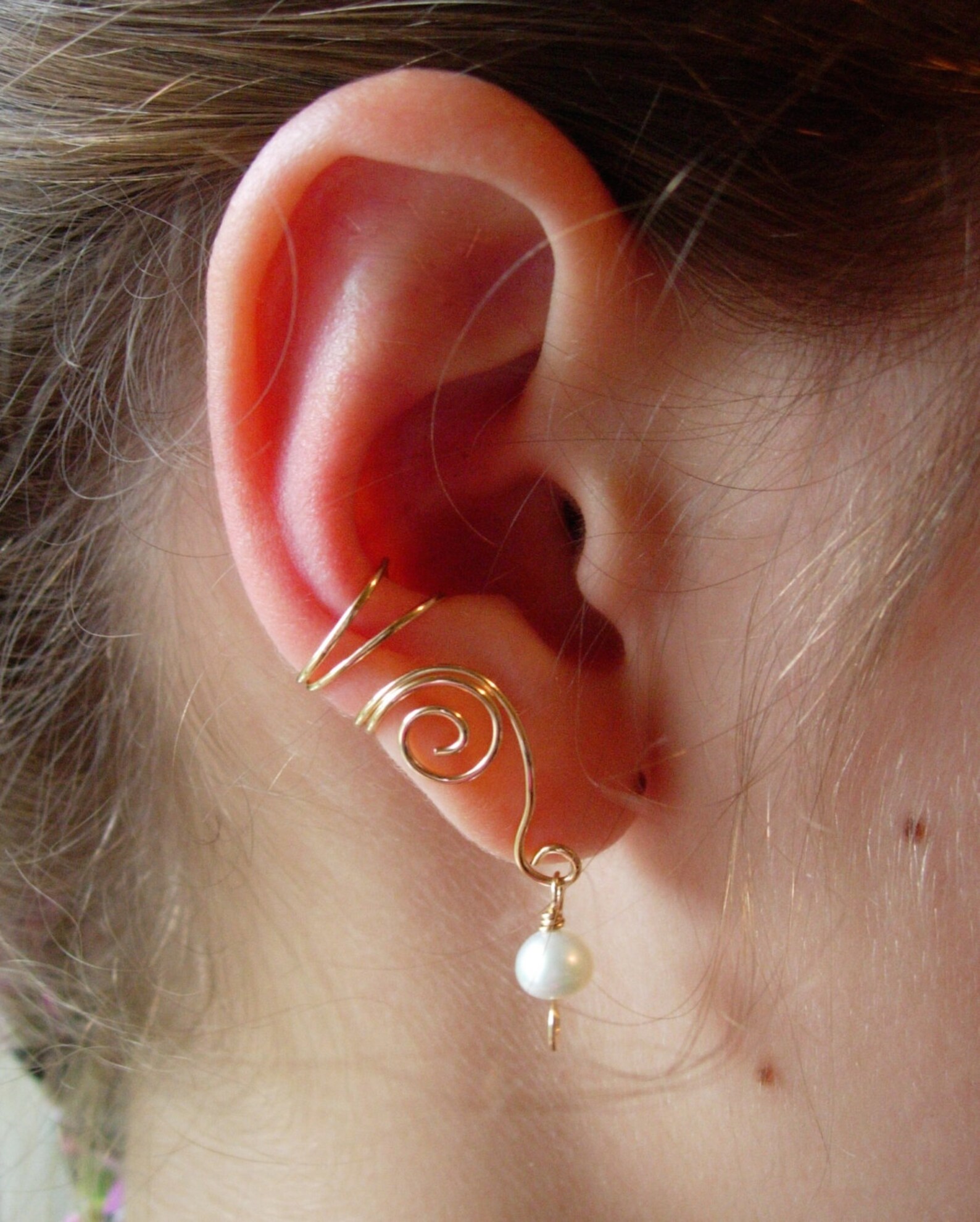 EAR CUFFS Pair of 14K Gold Filled Ear Cuffs With Genuine Fresh - Etsy