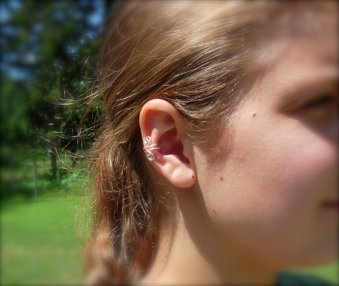 EAR CUFF Solid Sterling Silver Ear Cuffs With Double Swirls - Etsy