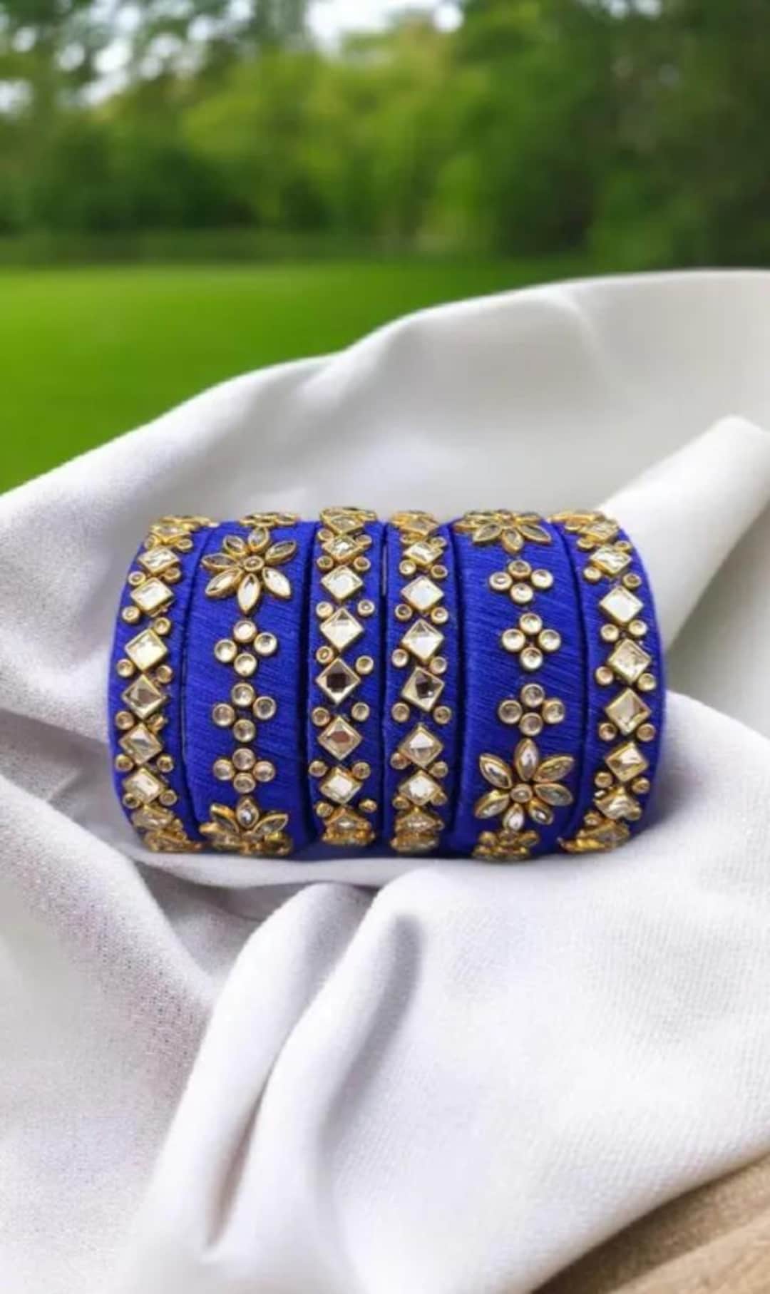 Handcrafted Silk Thread Bangles With Kundan Work – Traditional Bridal ...