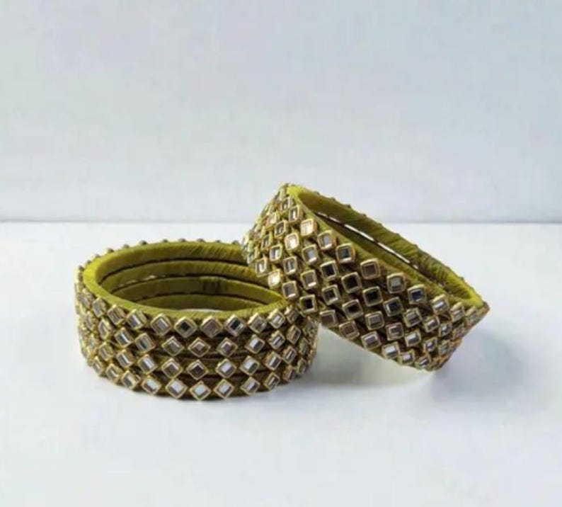 Handcrafted Silk Thread Bangles With Kundan Work – Traditional Bridal ...