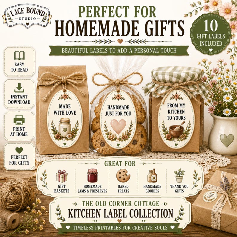 Vintage Cottage Kitchen Labels | Printable Pantry, Jam, Baking (PDF ...