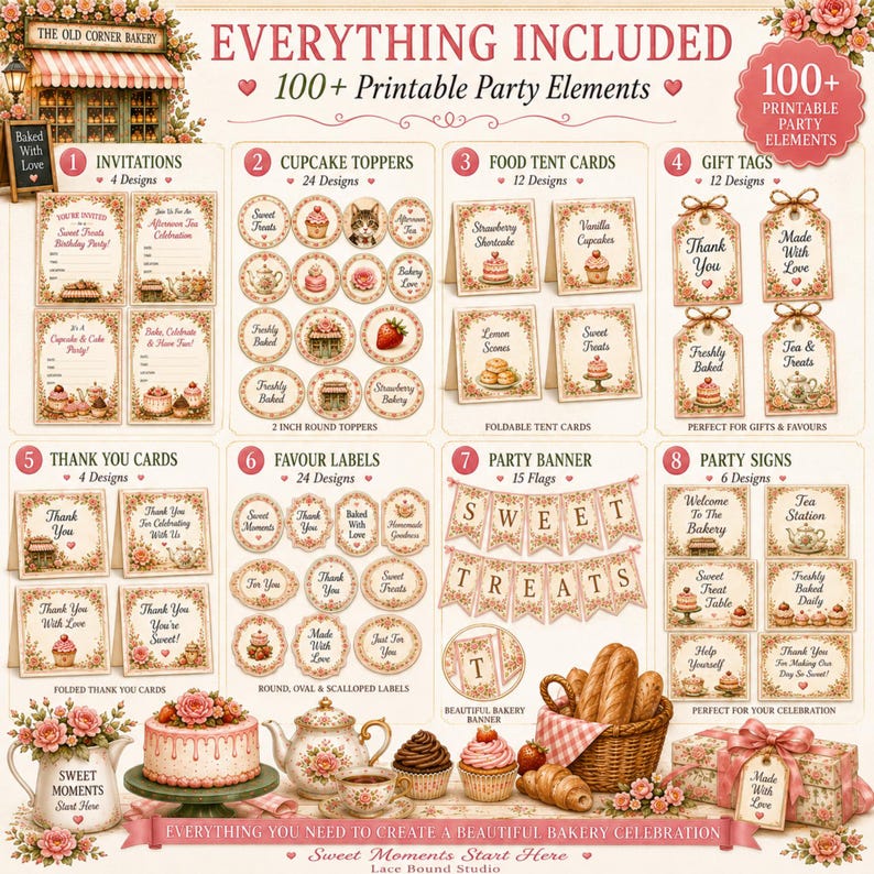 Old Corner Bakery Party Bundle | Vintage Afternoon Tea Decorations ...