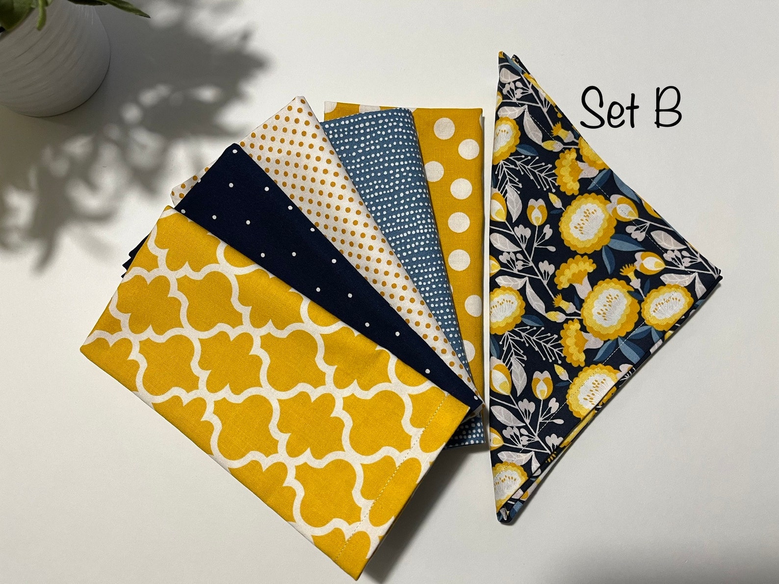 Cloth Napkins 100% Cotton Set of 6 Large Dinner Blue Gold - Etsy