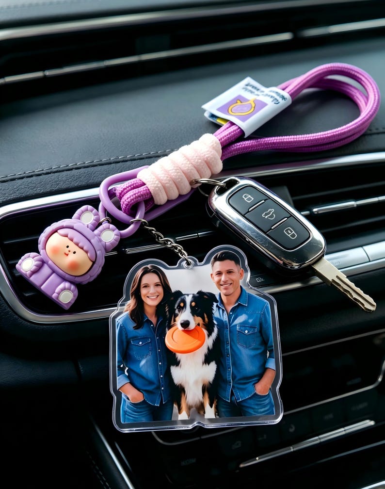 Double Sided Photo Keychain, Cute Cartoon Charm Custom Gift - Etsy