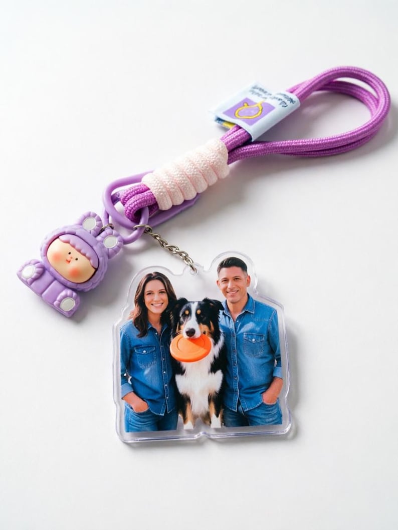 Double Sided Photo Keychain, Cute Cartoon Charm Custom Gift - Etsy