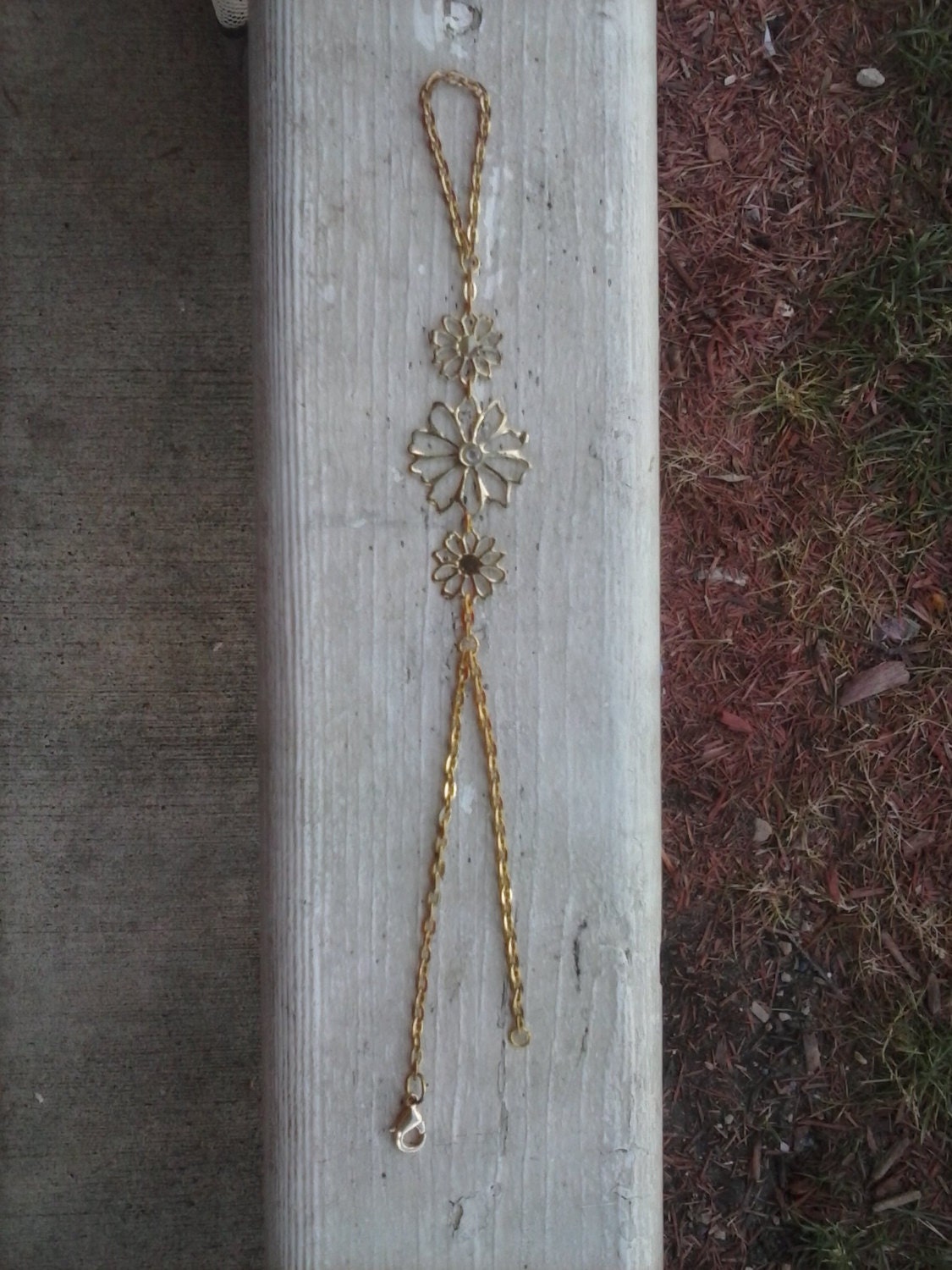 Gold Flower Hand Chain | Etsy