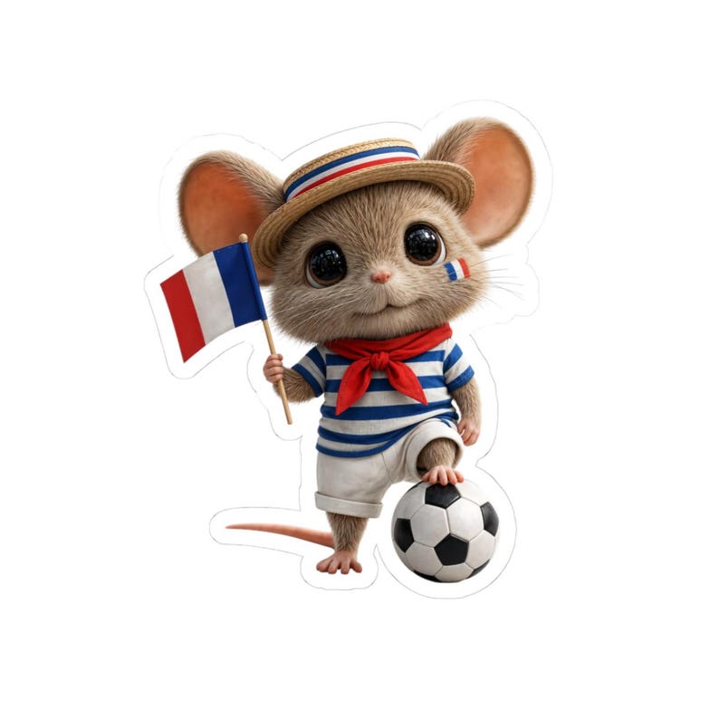 France Soccer Mouse Sticker, 3 Inch Glossy Vinyl Decal, World Cup Fan ...