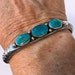 Ingot Silver Navajo or Pueblo Narrow Cuff With 3 Blue Gem Turquoise ...