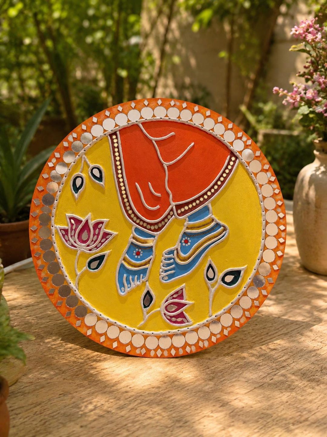 Handmade Indian Lippan Art, Krishna Feet Wall Art, Home Decor - Etsy ...
