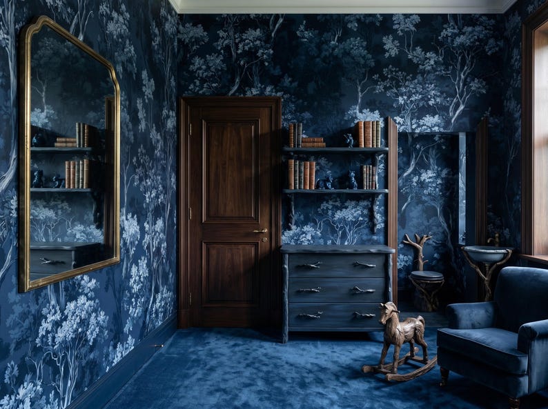 Dark Forest Trees Wallpaper Mural – Custom Size, Peel and Stick ...