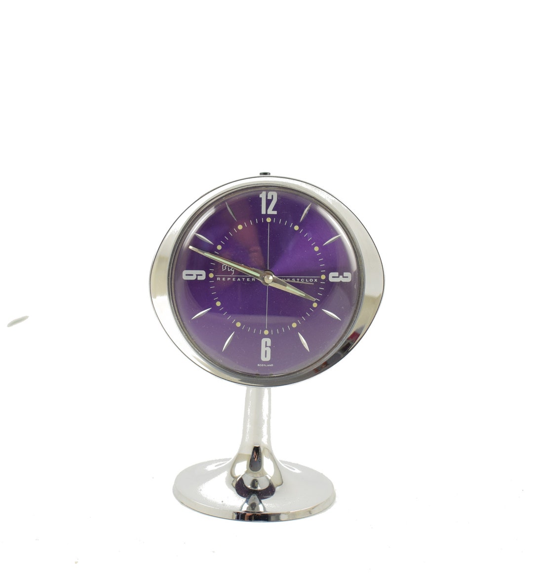 Westclox Purple Big Ben Alarm Oval Clock on Tall Pedestal With Round ...