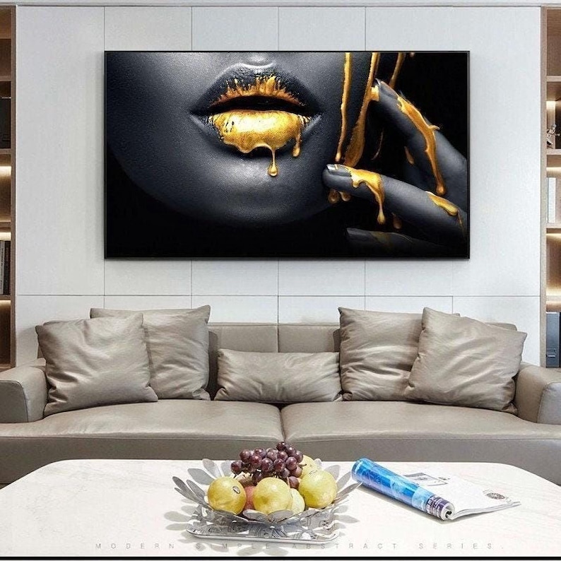 Black Gold Lips Canvas Print | Glamorous Wall Decor - Etsy UK