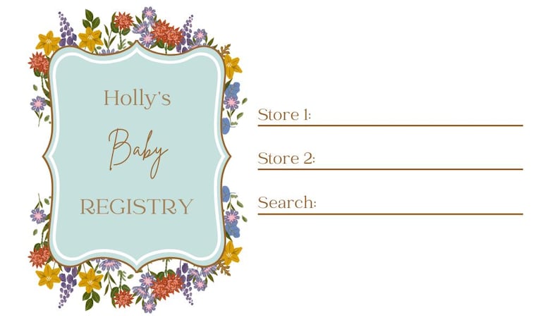 Baby in Bloom Baby Registry Card | Wildflower Cottagecore, Boho Floral ...