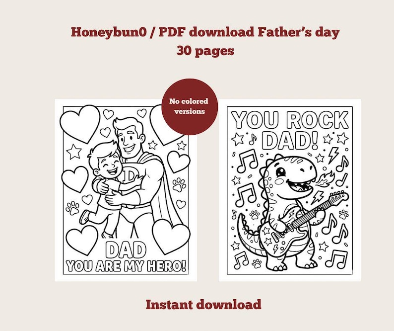 Fathers Day Coloring Pages – Kids Activity Printable Book (digital ...