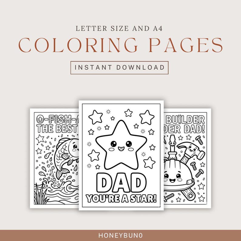 Fathers Day Coloring Pages – Kids Activity Printable Book (digital ...