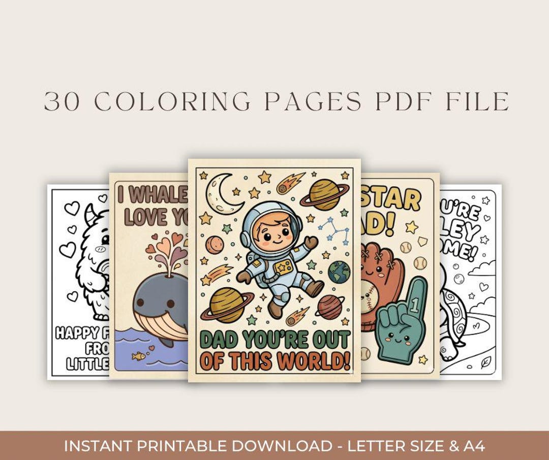 Fathers Day Coloring Pages – Kids Activity Printable Book (digital ...