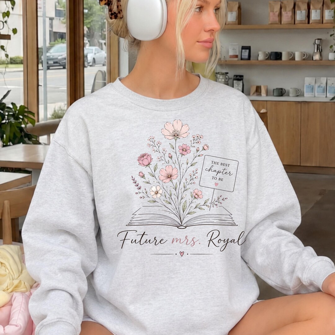 Personalized Future Mrs. Floral Book Sweatshirt, Bridal Crewneck Gift ...