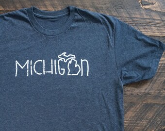 State of Michigan Design Short Sleeve T-shirt - Etsy