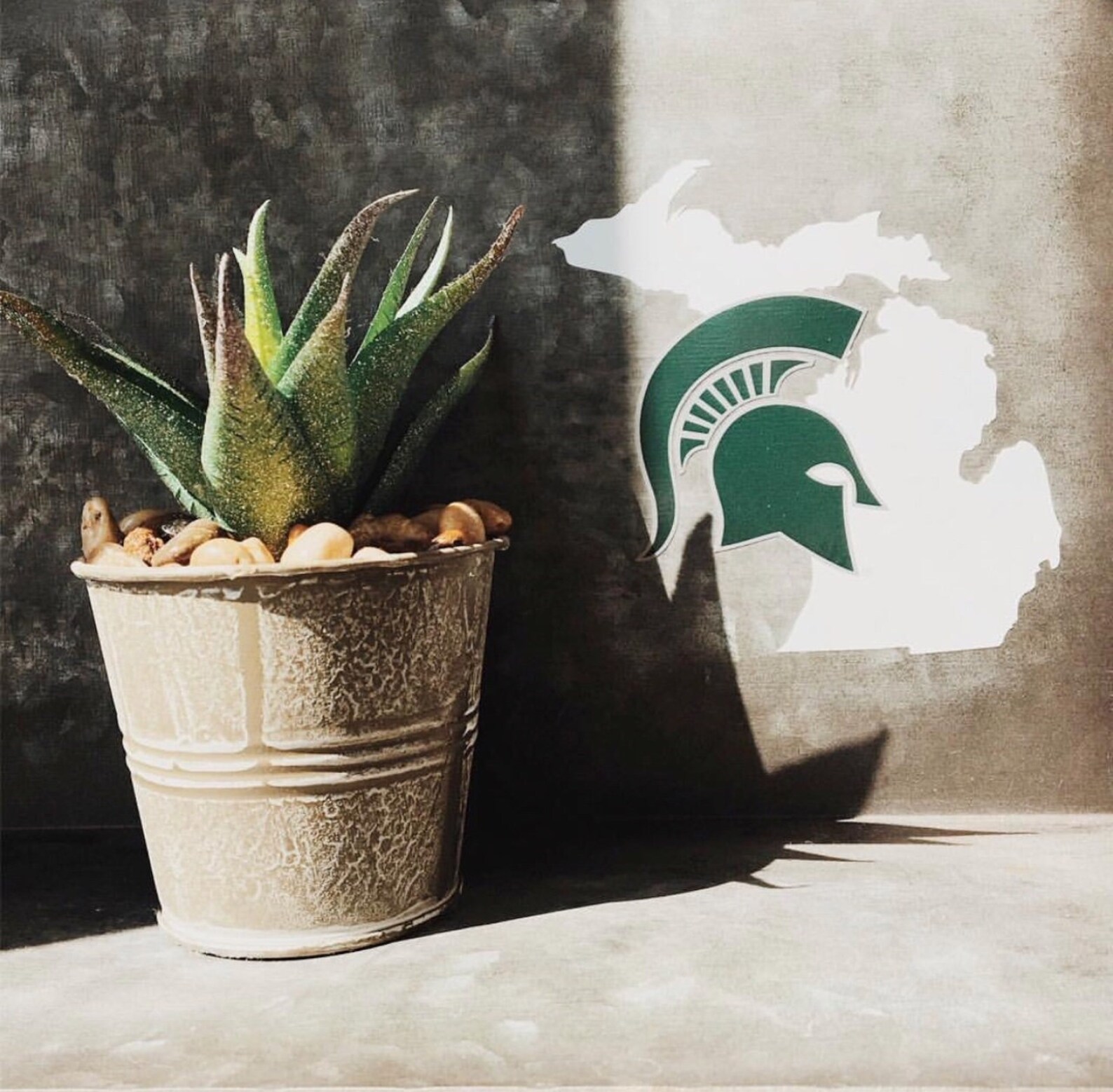 Michigan State MSU Sticker Spartan Helmet on State of Michigan - Etsy