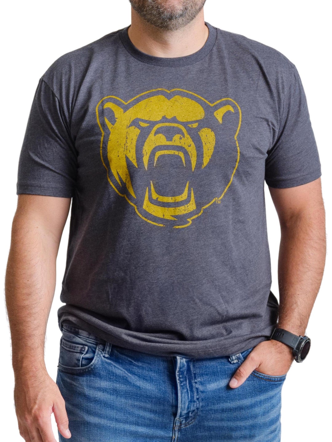 Baylor University Bears T-shirt, Bruiser Bear Logo, Heather Grey - Etsy