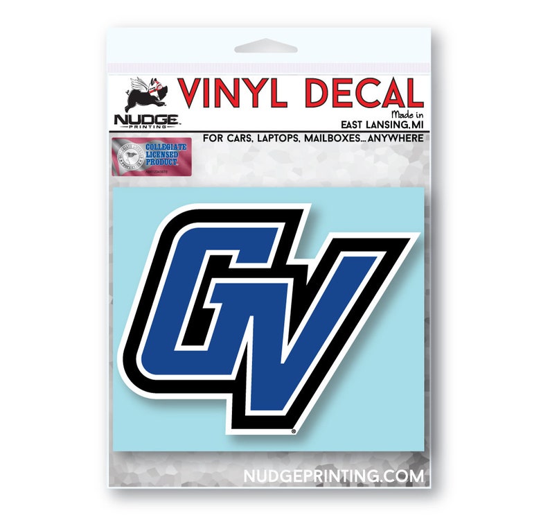 Grand Valley State University Lakers Blue GV Car Window Decal Bumper Sticker Emblem Laptop ...