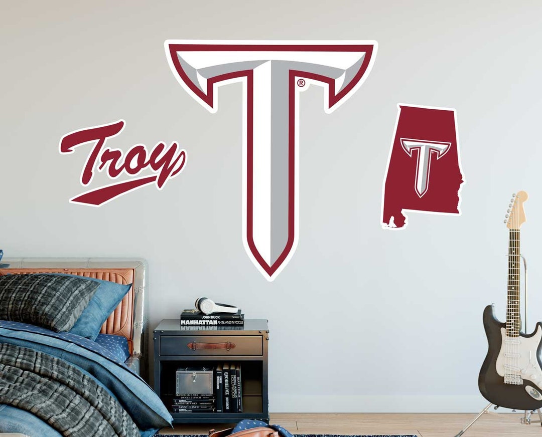 Troy University Trojans 3-piece XL Wall Decal Repositionable Sticker ...