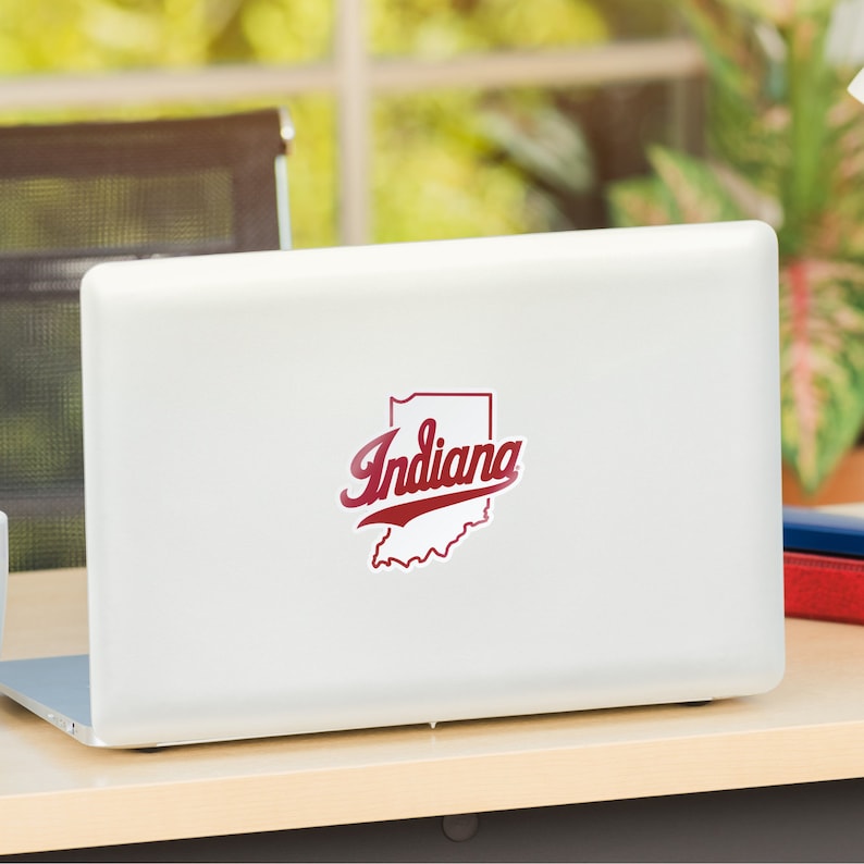 Indiana Script IU Sticker With Indiana Outline Decal Window Bumper ...