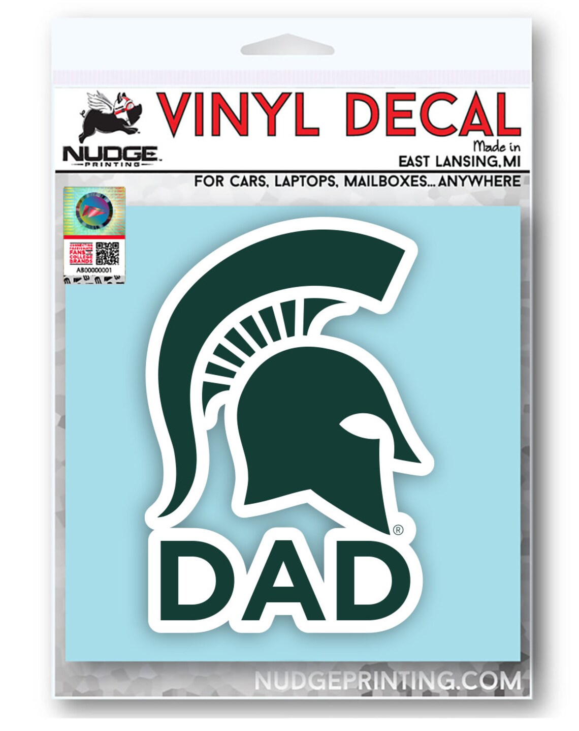 Michigan State Mom or Dad Under Spartan Helmet Car Decal Bumper Sticker ...