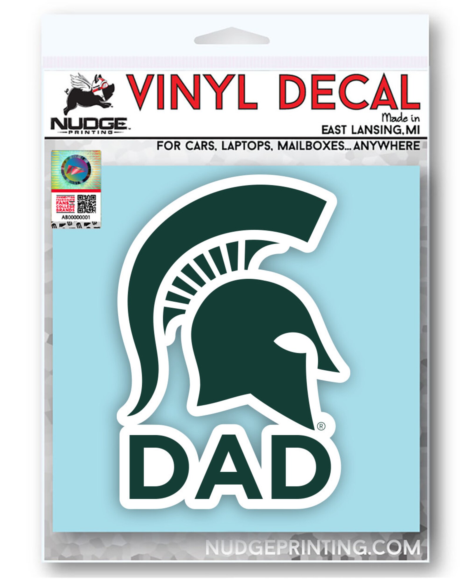 Michigan State Mom or Dad Under Spartan Helmet Car Decal - Etsy