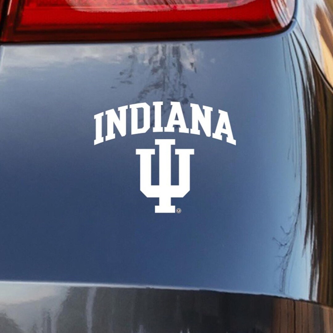 White Arched Indiana University Hoosiers Sticker Decal Window Bumper ...