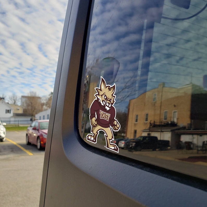 Texas State University Boko the Bobcat Mascot Full Size Logo Car Decal ...