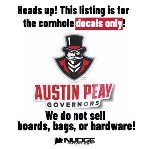 Austin Peay State University Governors Stacked Primary Logo Cornhole ...