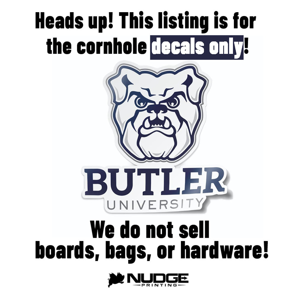 Butler University Bulldogs Combo Logo Cornhole Decal Includes | Etsy