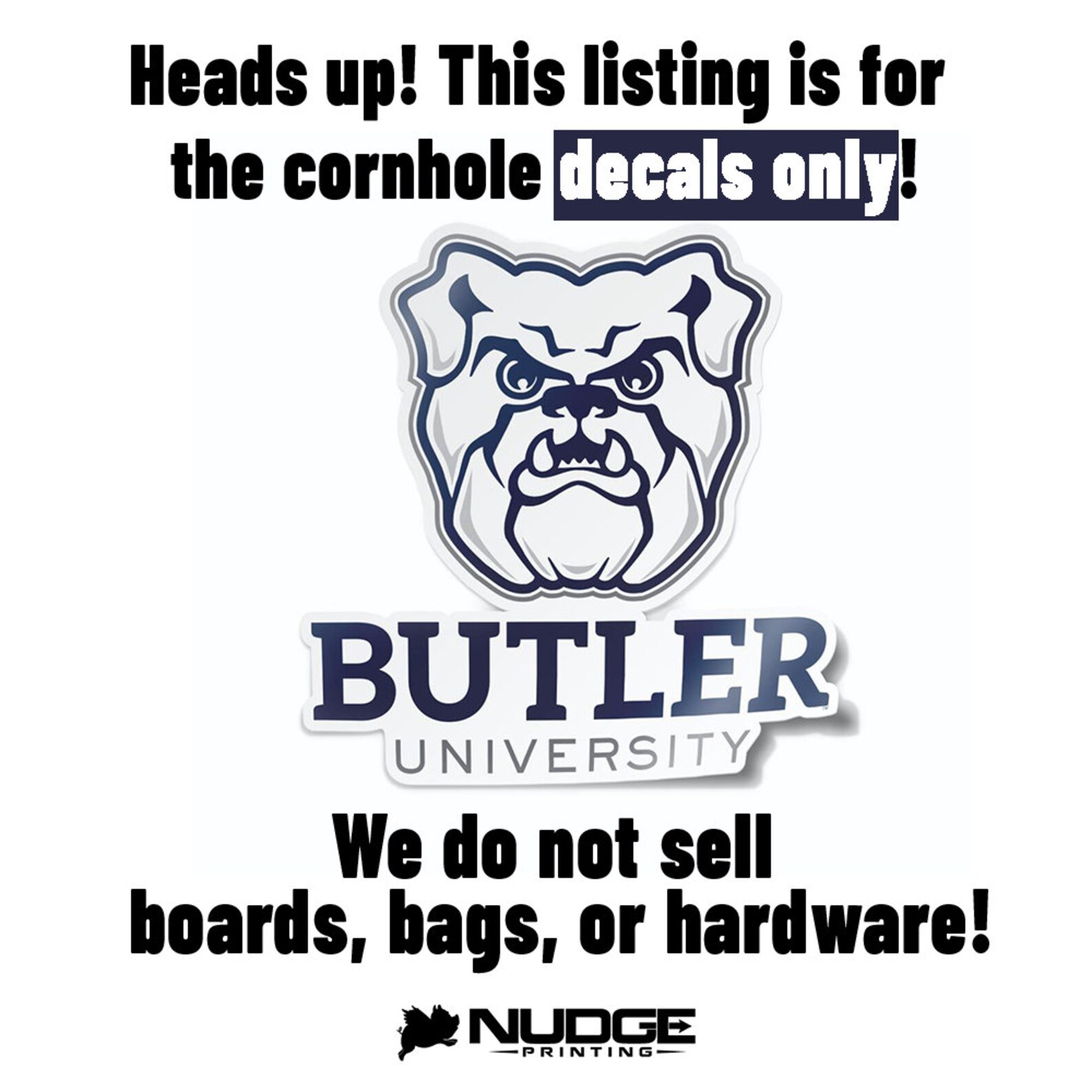 Butler University Bulldogs Combo Logo Cornhole Decal Includes | Etsy