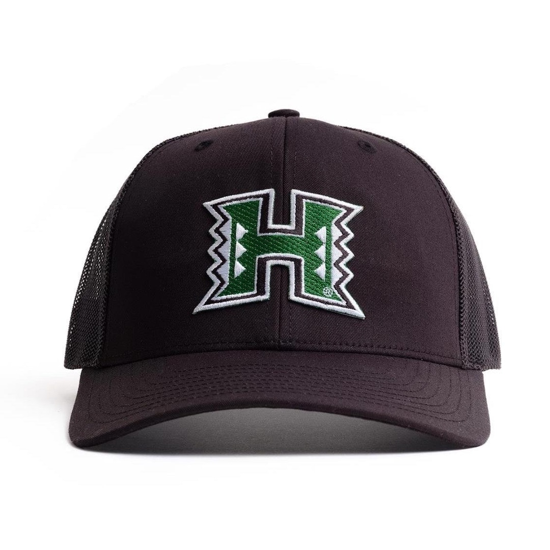 Black University of Hawaii Hat Hawaiian H Logo Embroidered Adjustable ...
