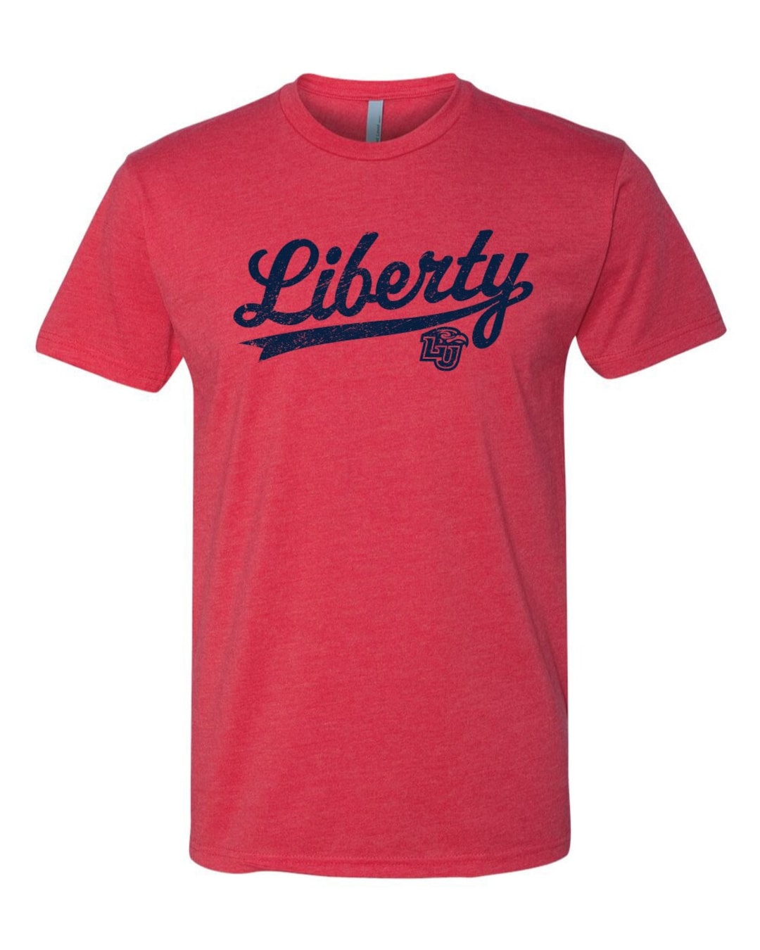 Liberty University Shirt Flames Script Logo Premium Unisex Short Sleeve ...