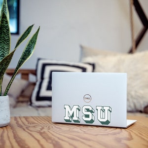Michigan State MSU Block Letters Vintage Retro Logo Michigan State ...