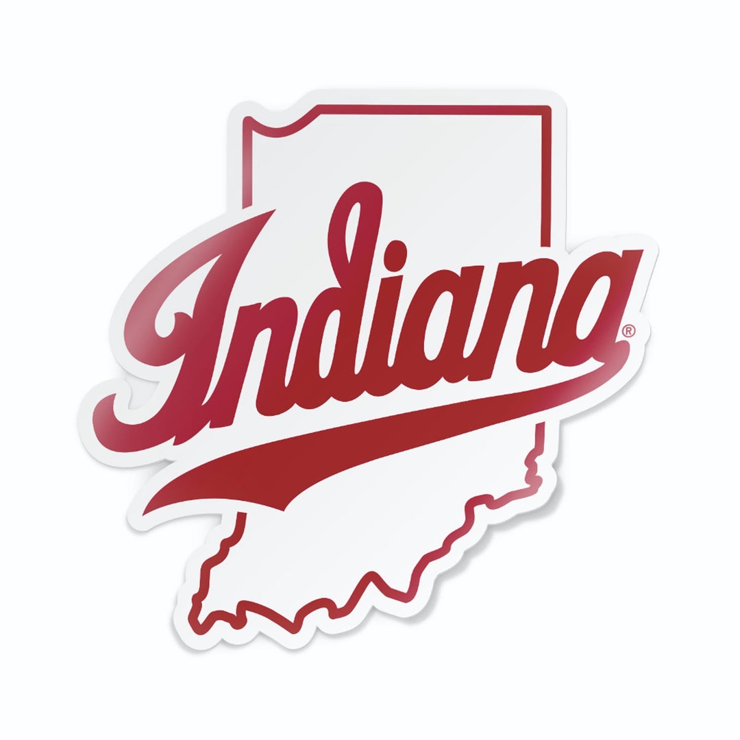Indiana Script IU Sticker With Indiana Outline Decal Window Bumper ...